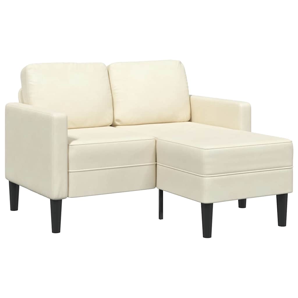Canapé 2 places avec méridienne en L crème 125 cm velours | Leroy Merlin