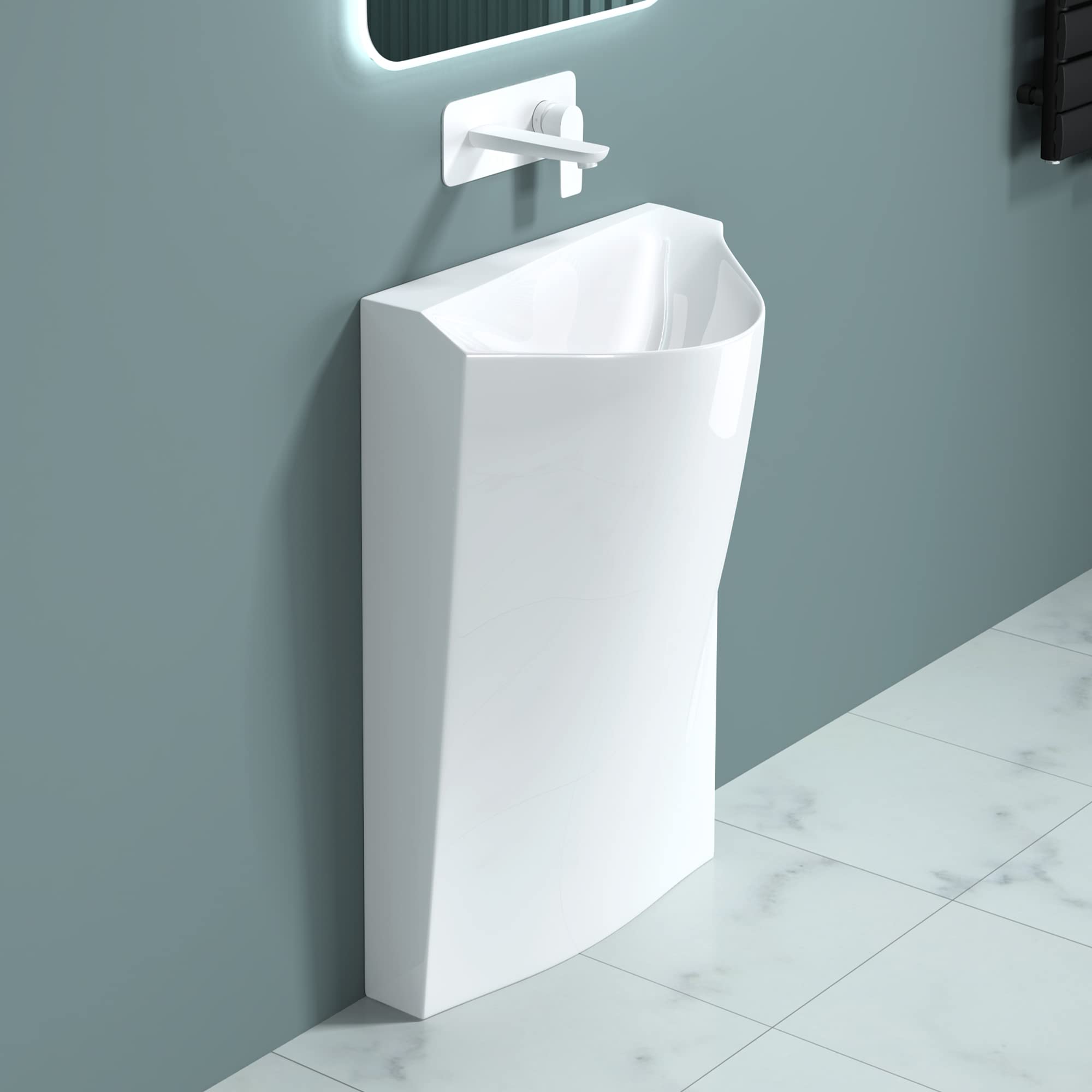 Doporro Lavabo sur Pied Blanc avec Bonde Vasque Colonne en Fonte ...
