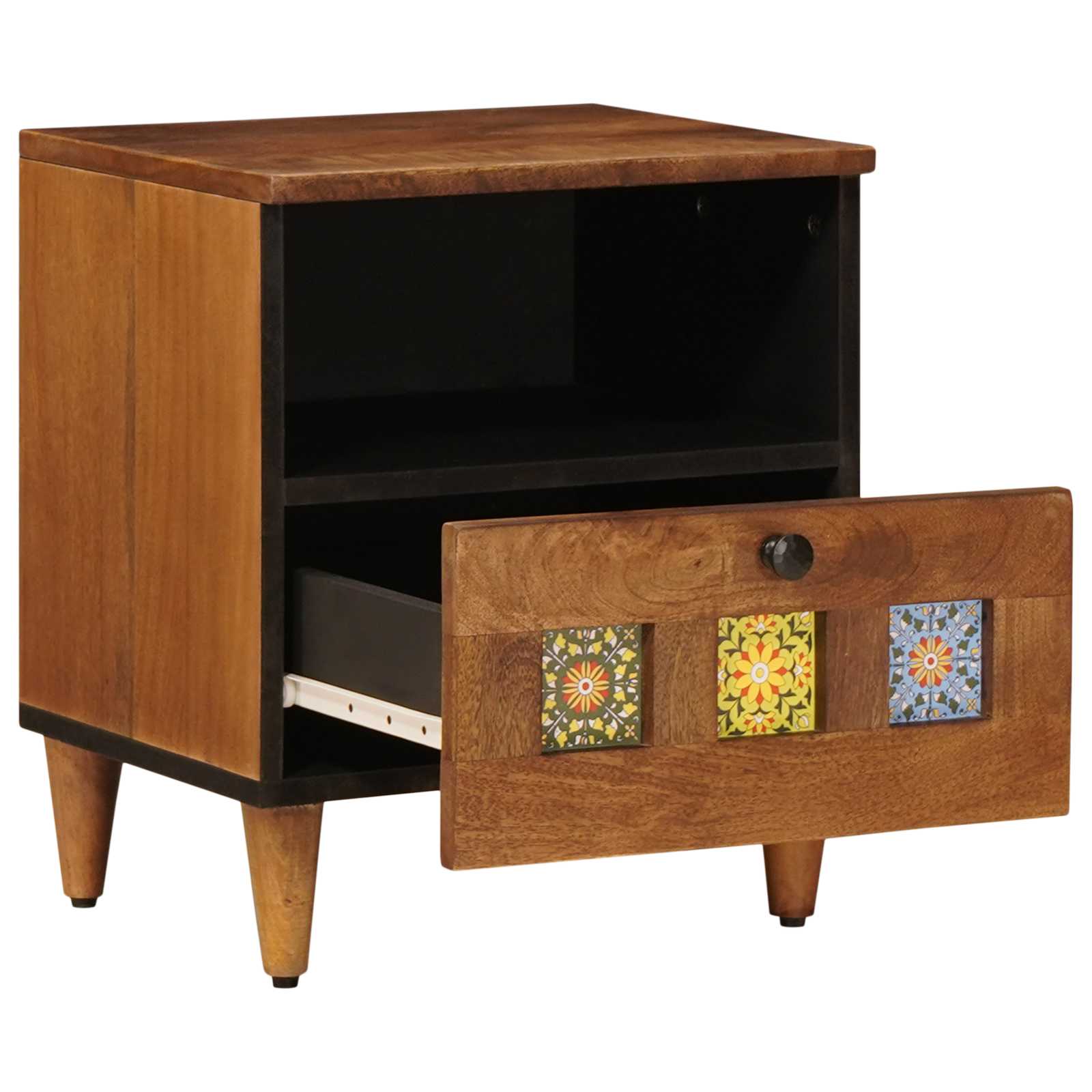 Lot de 2 Tables de chevet - Tables de nuit avec tiroir Marron 40 x 33 x ...
