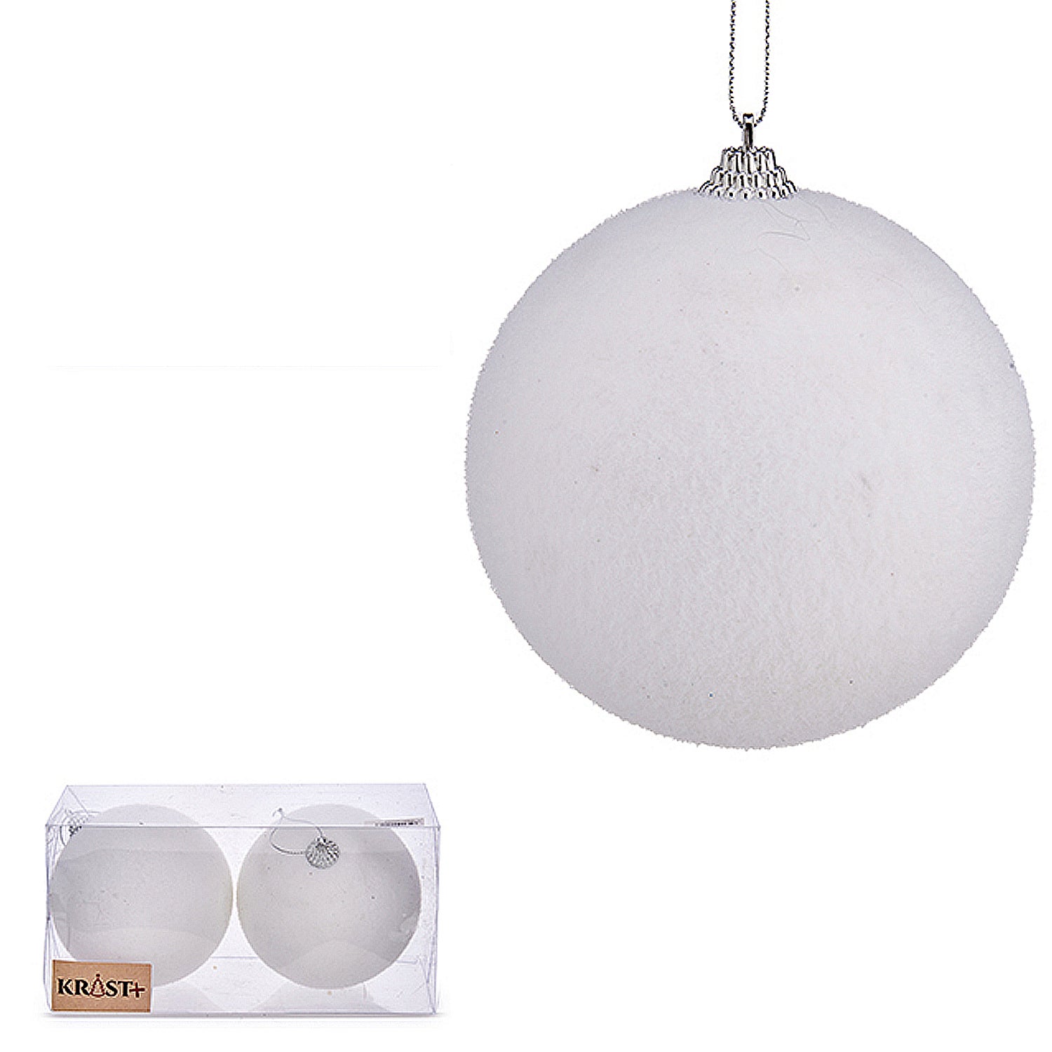 Confezione da due palline di Natale bianche 10 cm. 10x10x10 cm. Colore ...