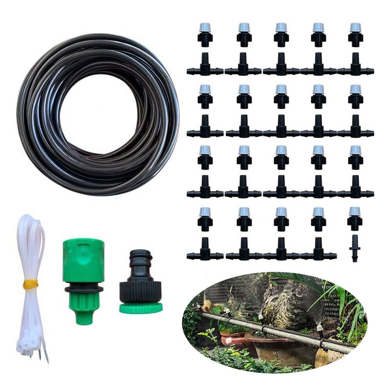Kit arrosage goutte-à-goutte 22 m 63 pcs 20 buses, PVC gris, système ...