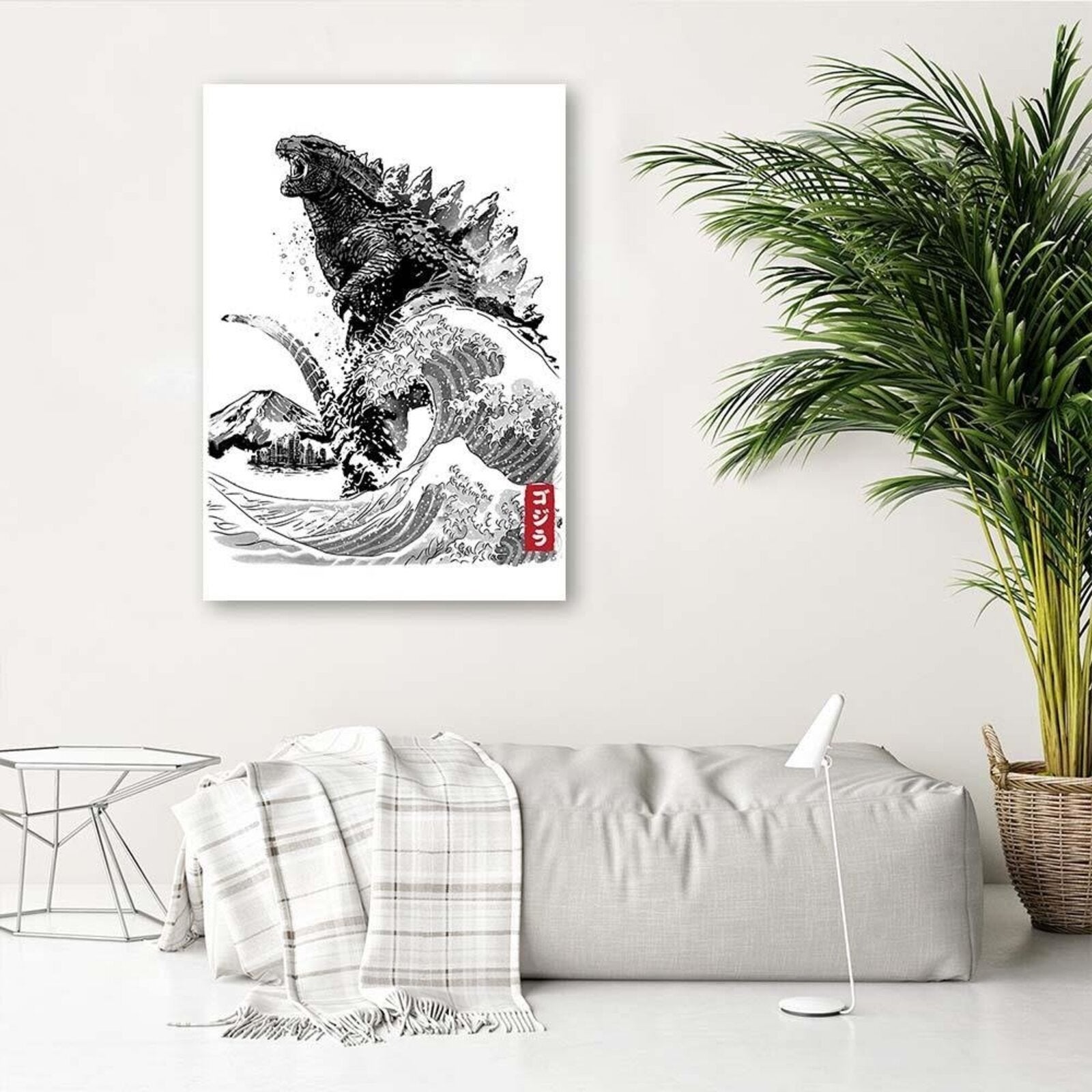 Tableau Godzilla et la Grande Vague de Kanagawa - 40 x 60 cm | Leroy Merlin