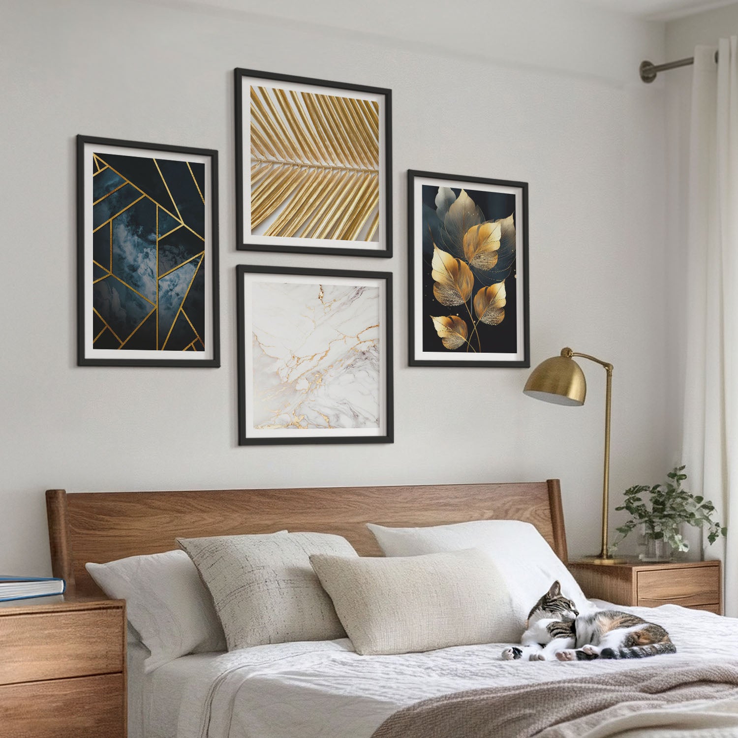 Ensemble de 4 tableaux encadrés | Motifs géométriques modernes et ...