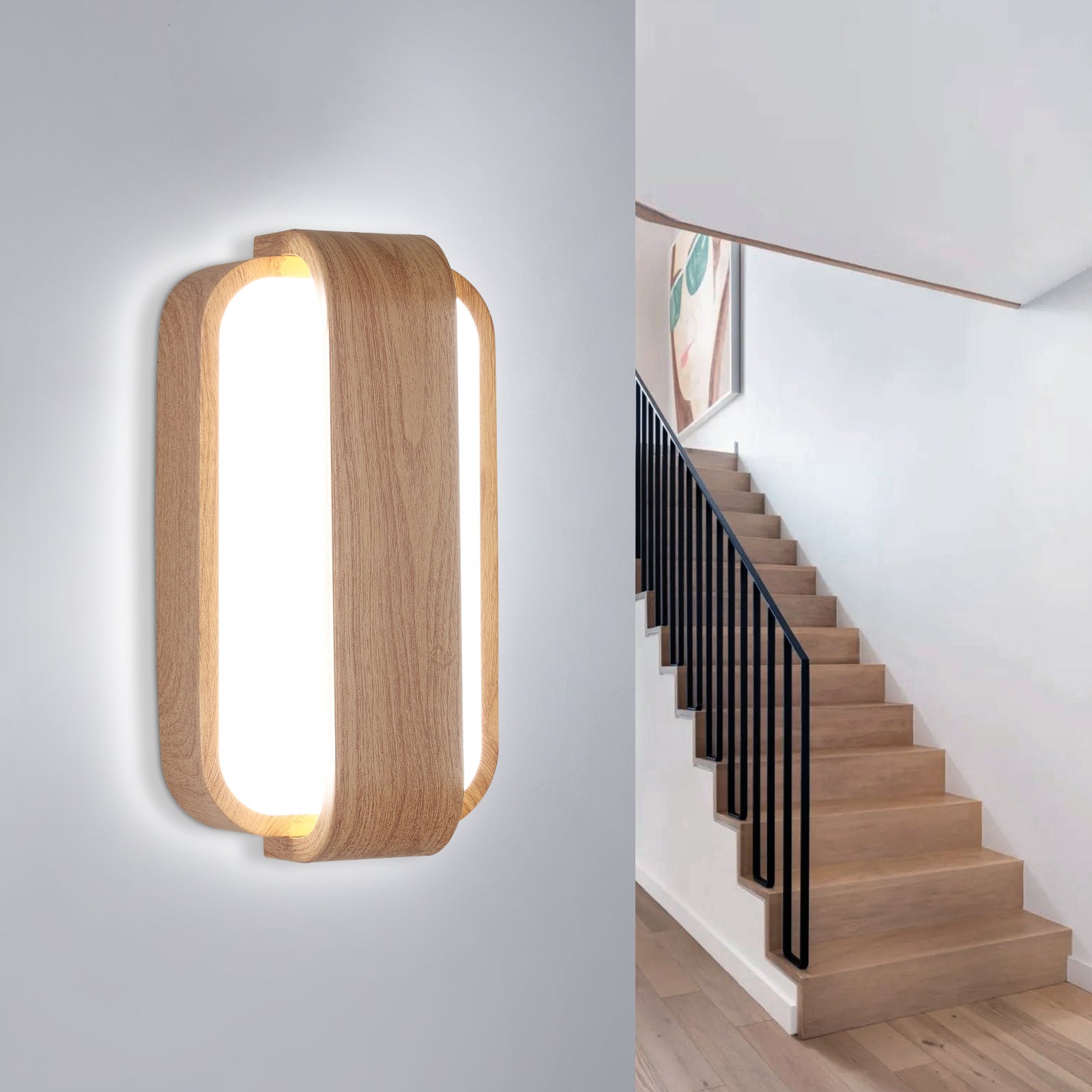 COMELY Applique Murale LED Bois Design 13W 1462lm 6500K, Luminaire ...