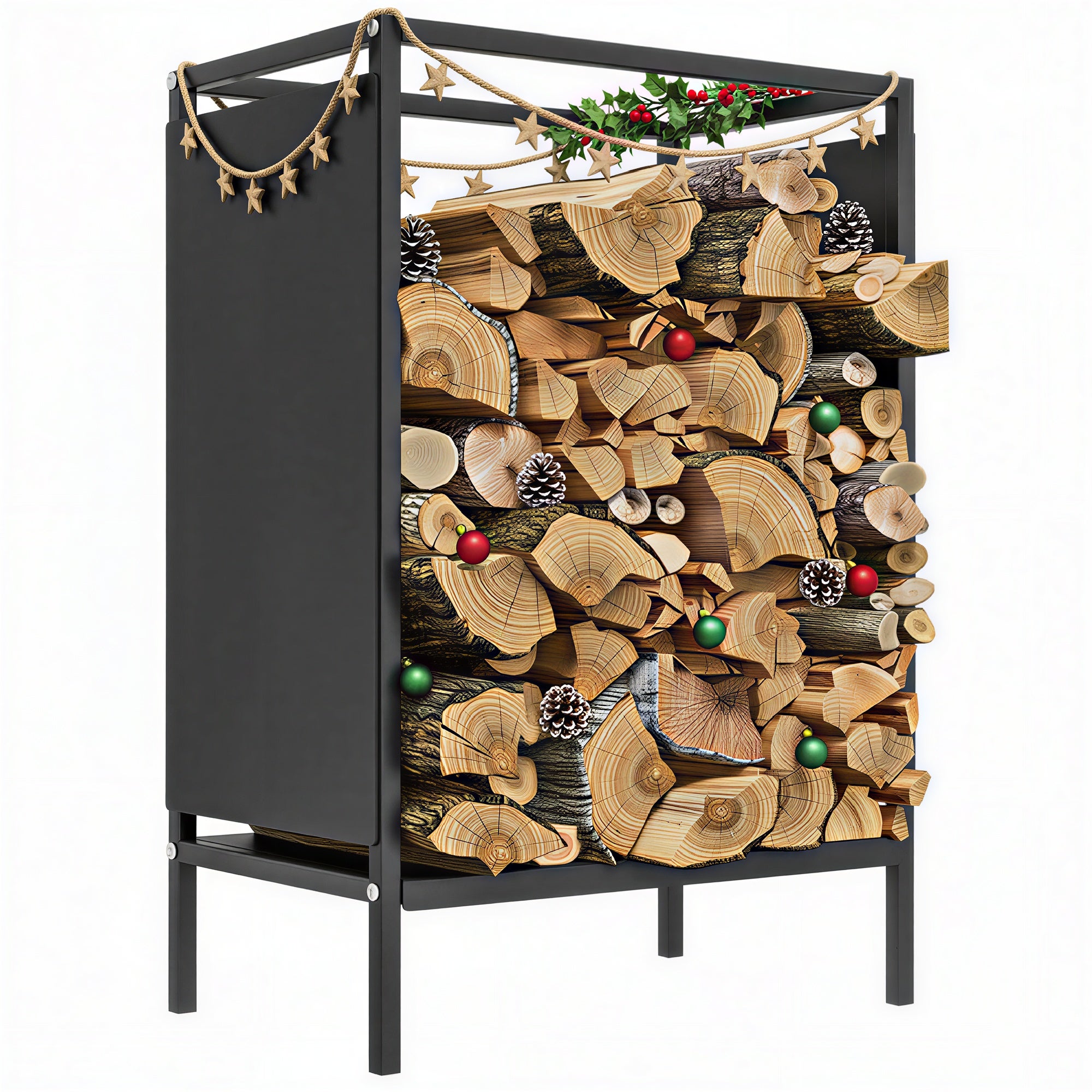 Range bûche interieur porte bûche de cheminée support de bois de ...