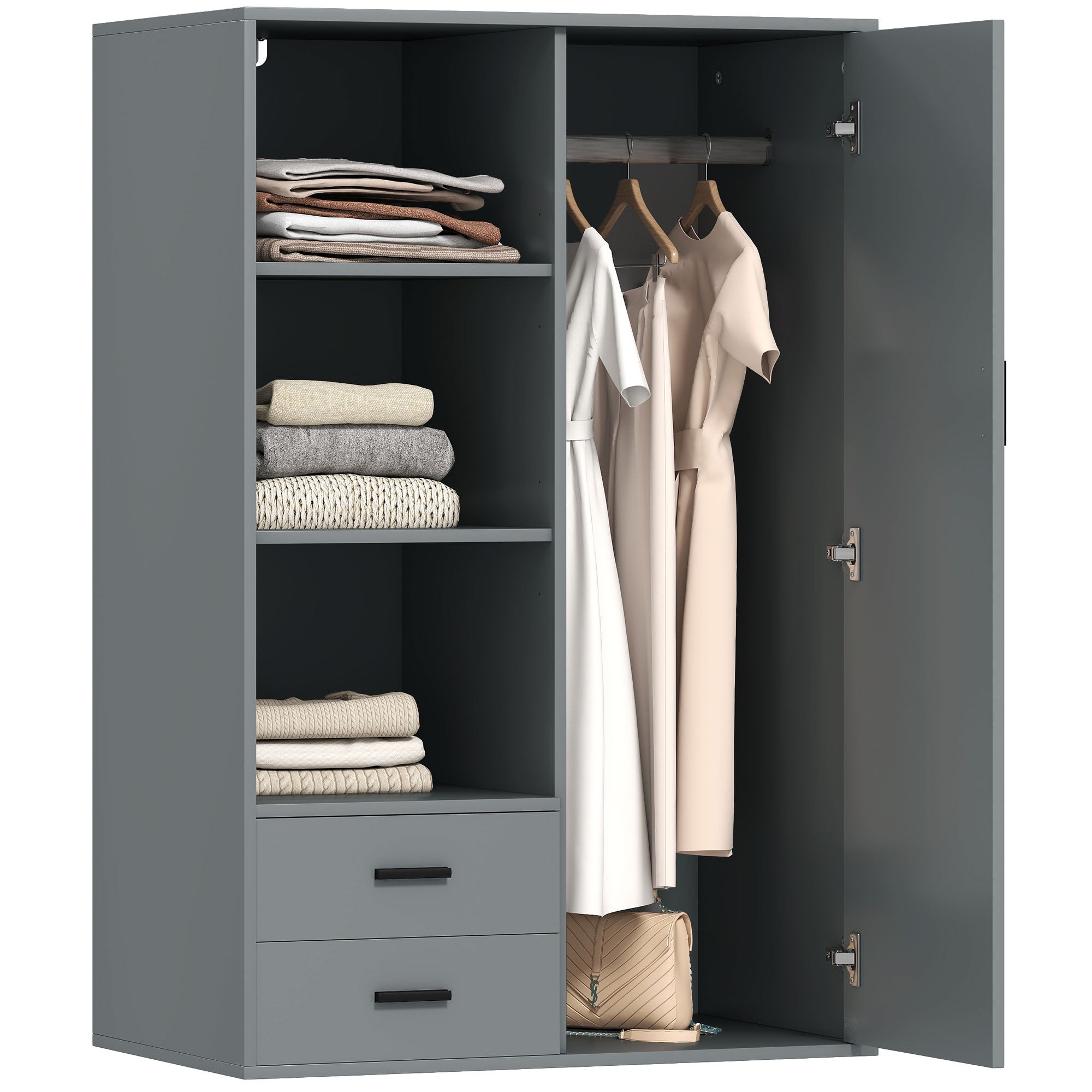 Armoire HOMCOM moderne avec 2 tiroirs. Étagères ouvertes réglables et ...