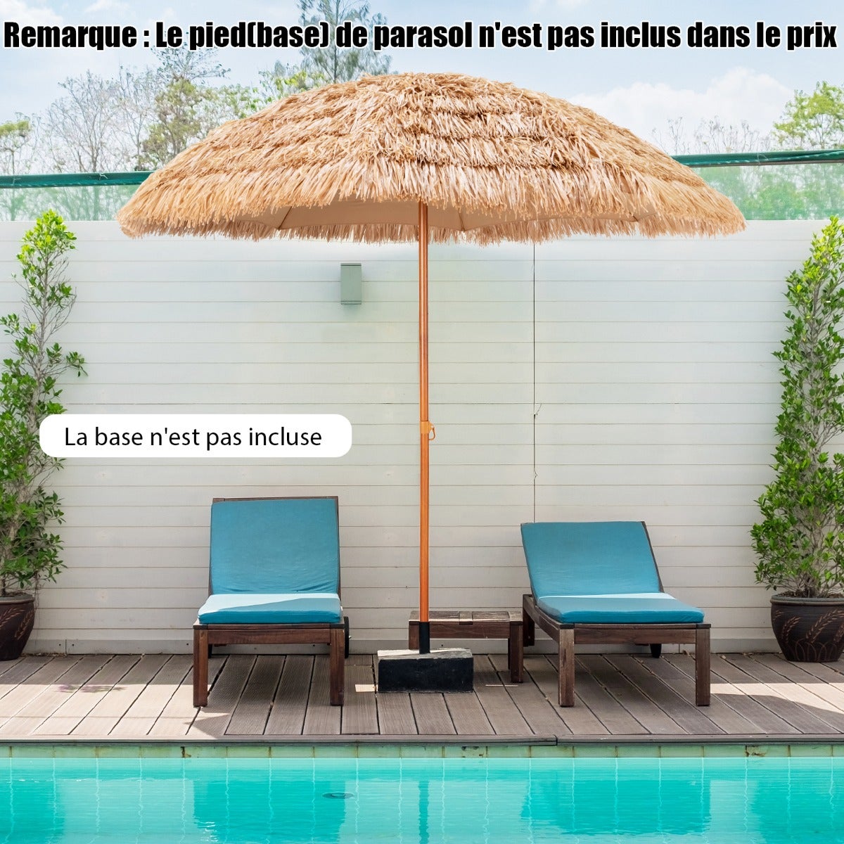Parasol Plage Chaume PP 7 Couches 243CM Hawaïen Métal Imperméable 8 ...
