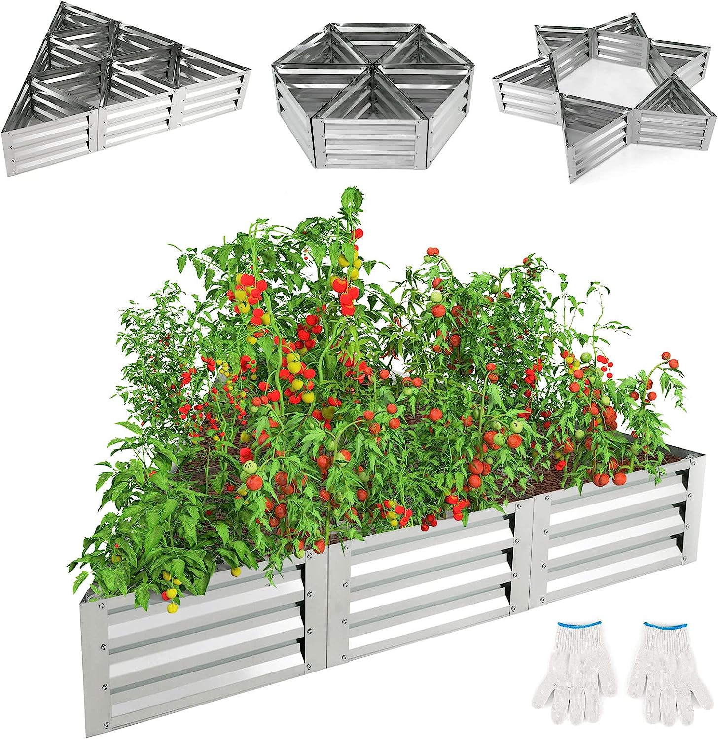 Cama Elevada Triangular Galvanizada para Jardín, Kit de 6 Cajas ...