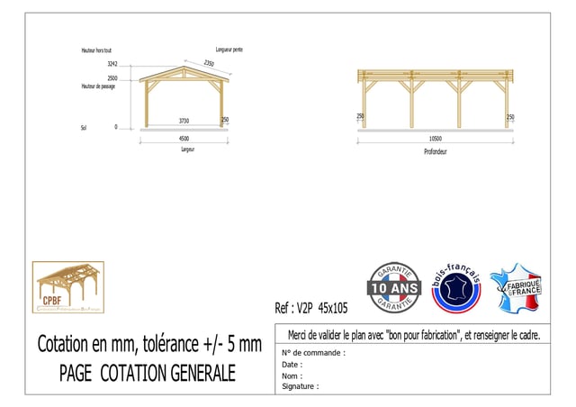 Carport bois 2 pans au meilleur prix | Leroy Merlin