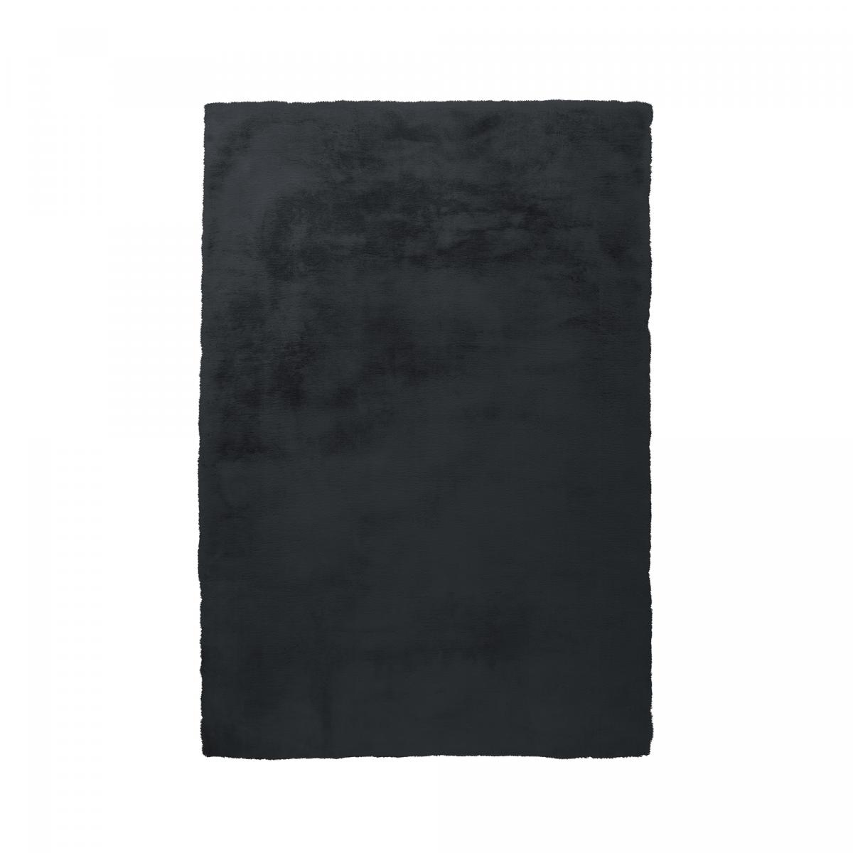 Tapis longs poils shaggy 80x150 rectangle fait à la main anthracite motif uni | Leroy Merlin