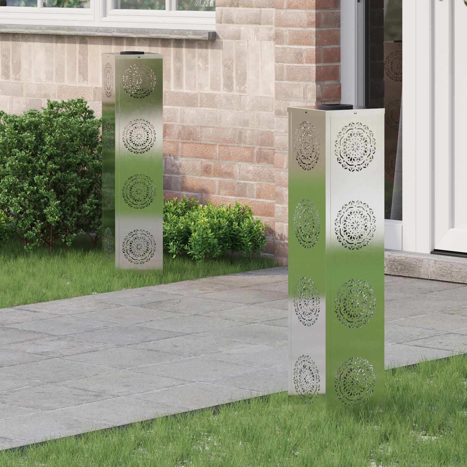 Lumière de chemin LED solaire 2 pcs Argenté Acier inoxydable | Leroy Merlin