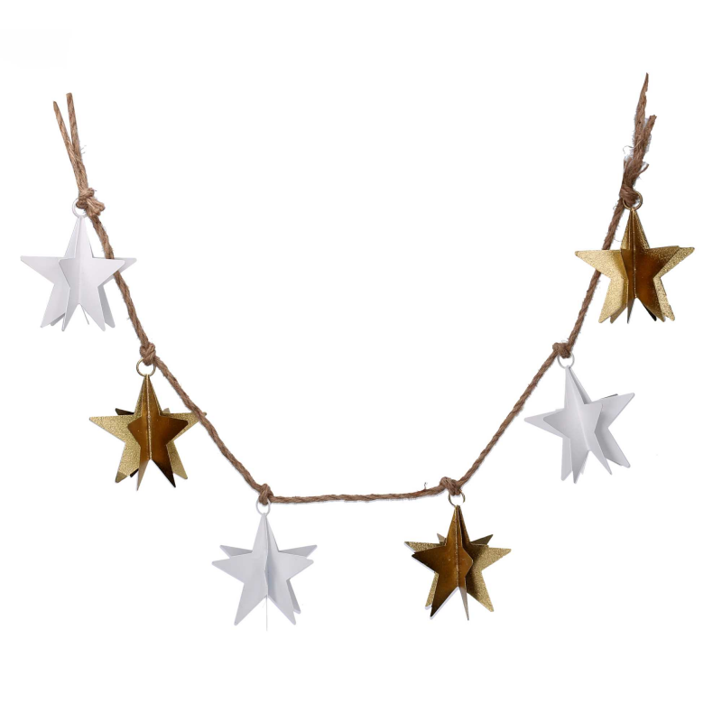 Festone Natalizio, "Stars", Metallo, Bianco e Oro, 13x135cm | Leroy Merlin