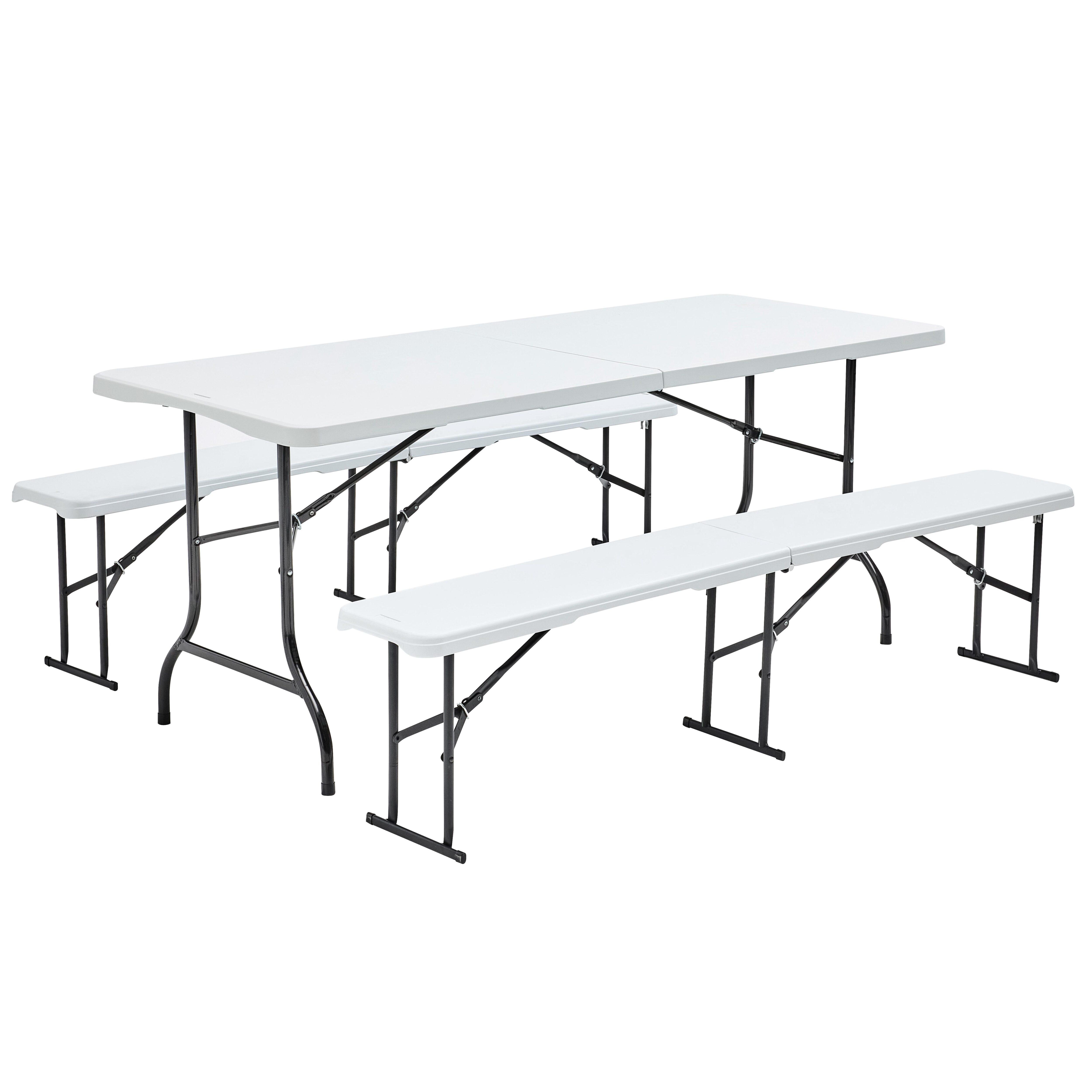 Table pliante 180 cm et 2 bancs pliables | Leroy Merlin
