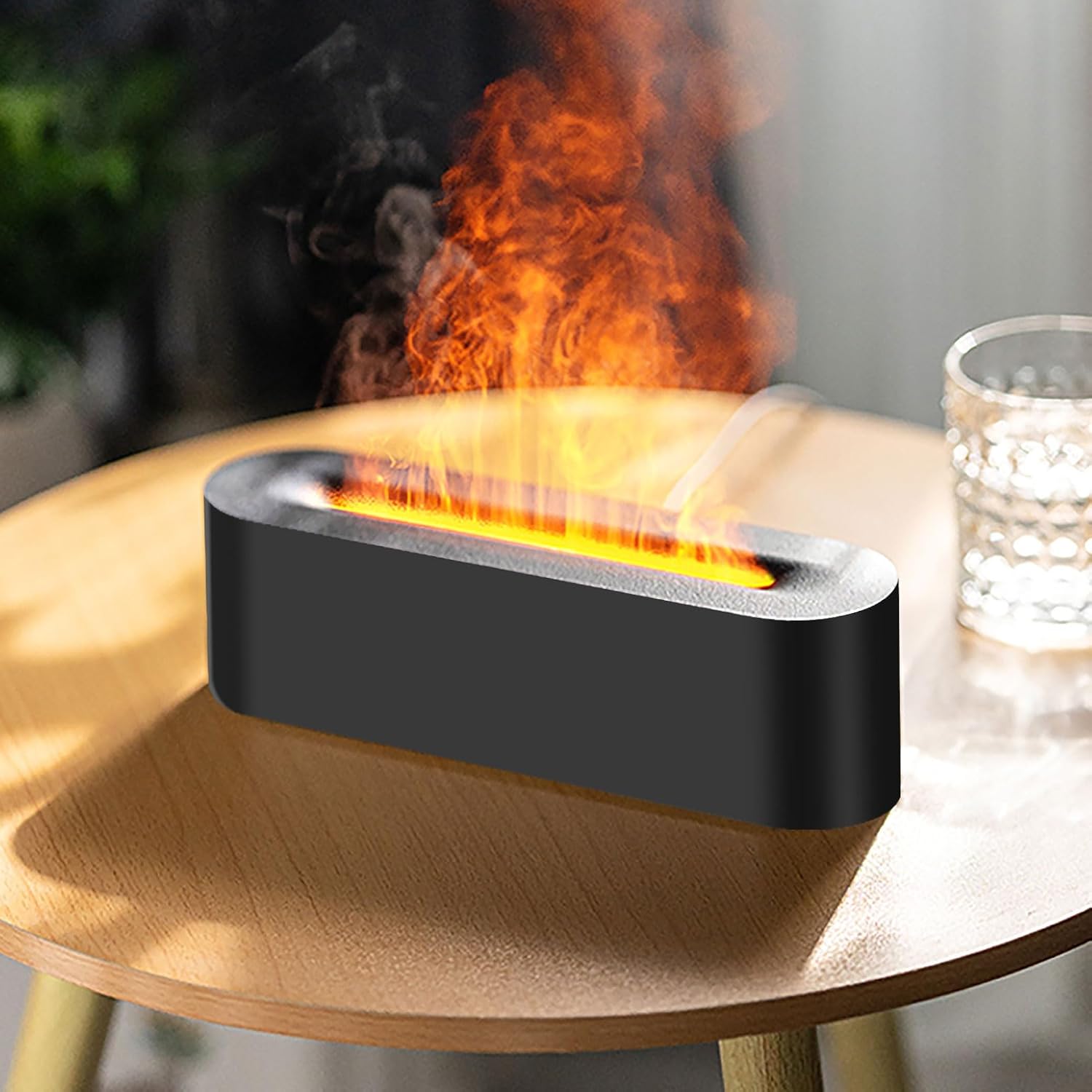 Diffuseur Huiles Essentielles avec Effet Flamme, 7 Couleurs Lumières ...