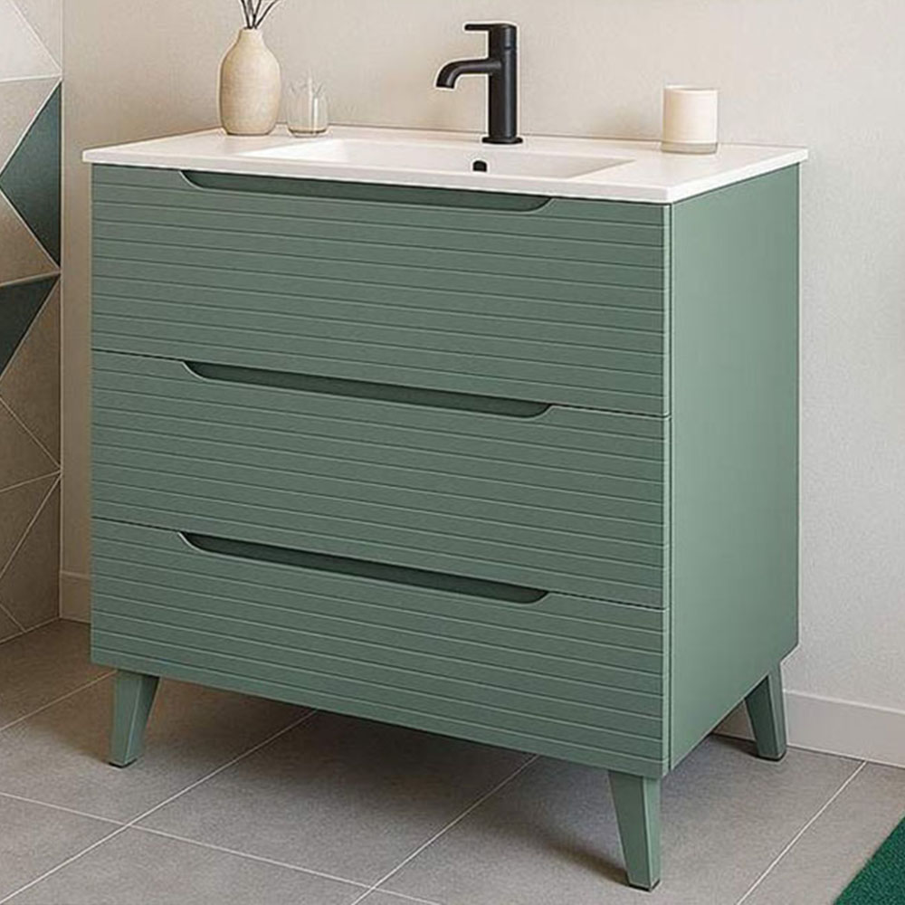 Kibath Mobile da bagno BOREAL con lavabo 100x45 cm finitura Verde Lago ...
