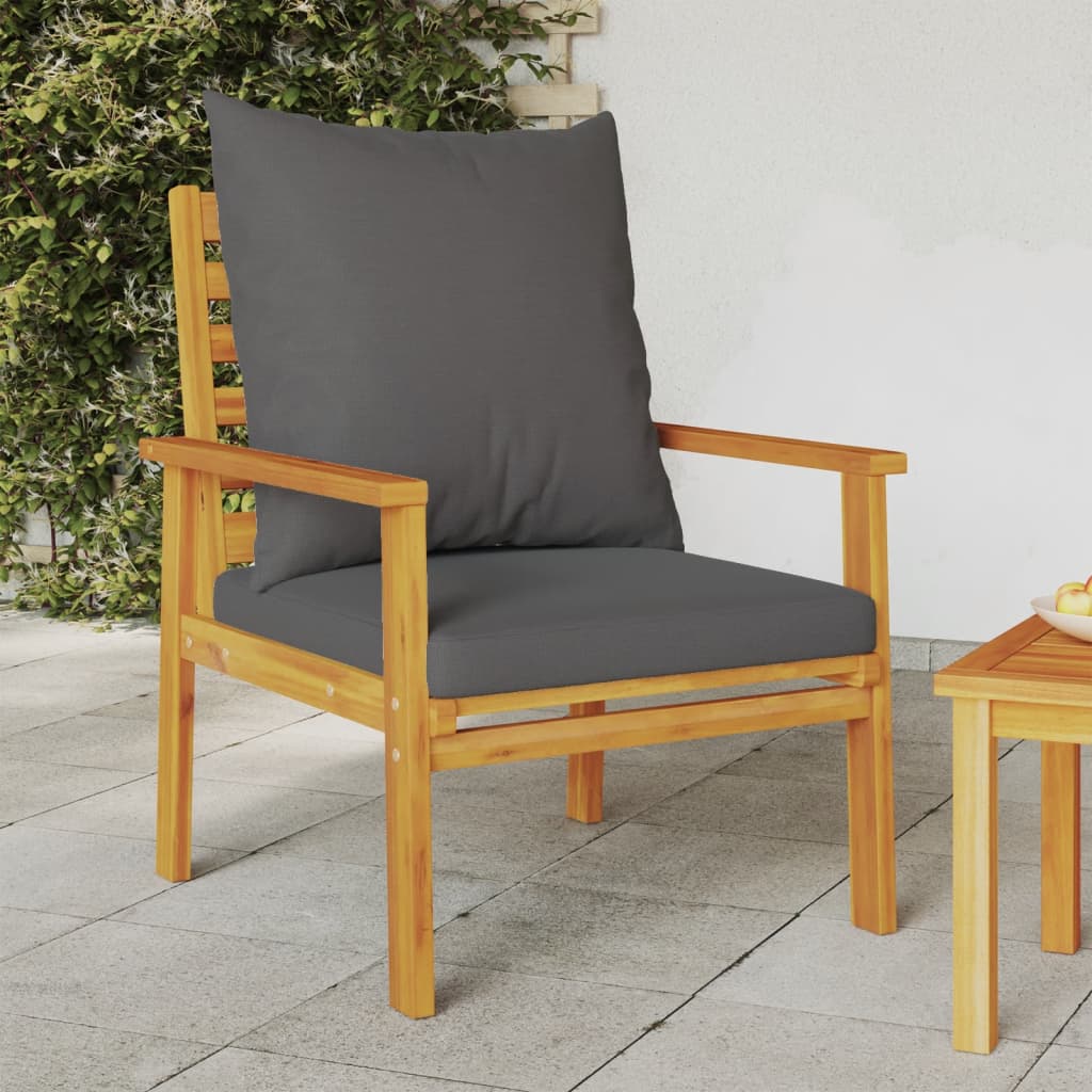 Juego de 2 sillones de jardín con cojín de madera maciza de acacia ...