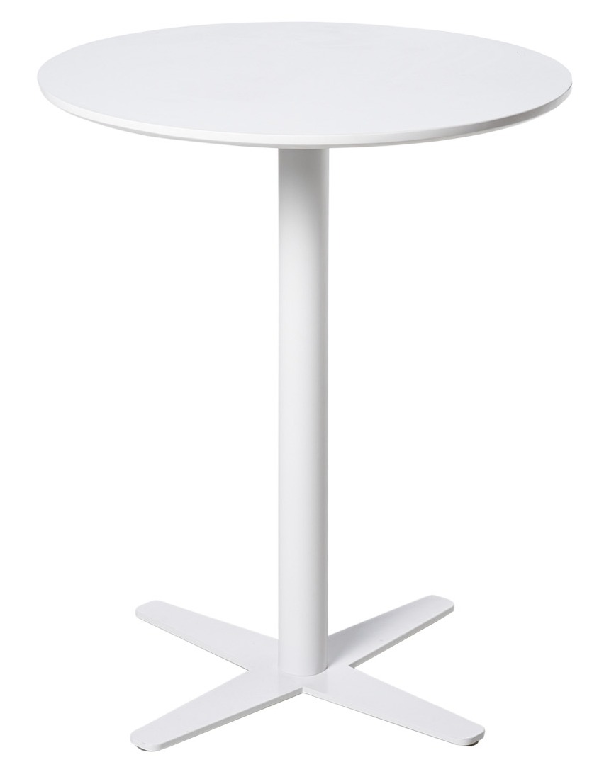 Table de bar ronde bois blanc et pieds acier blanc Cooky 60cm | Leroy ...