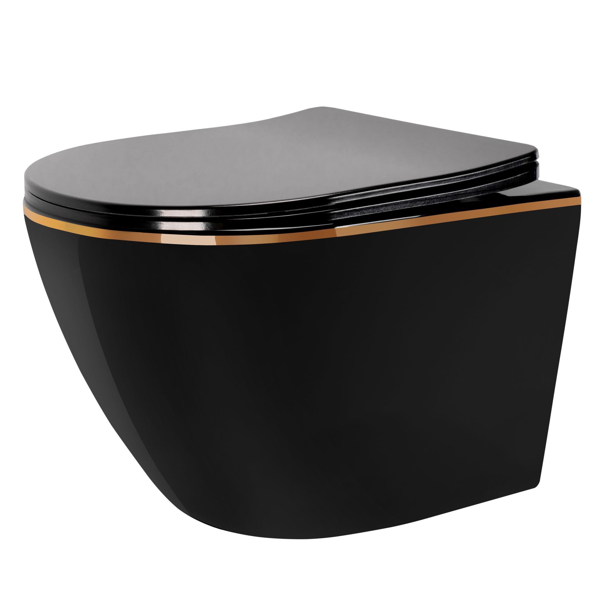 TAZA DE INODORO WC REA CARLO MINI RIMLES DUR/FLAT/ZM BLACK GOLD ...