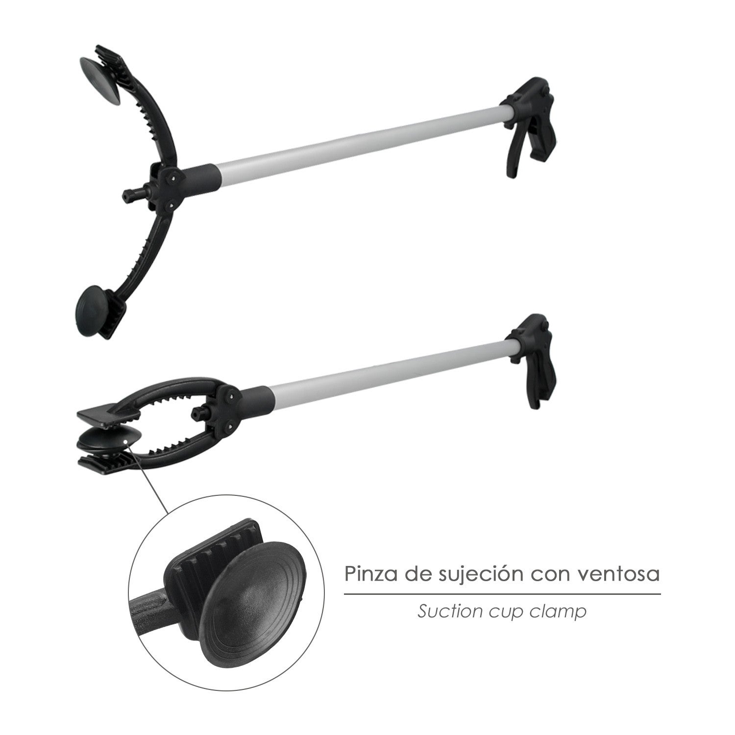 Pinza Coger Objetos 88 cm De Aluminio Con Ventosas y Seguro De Bloqueo ...