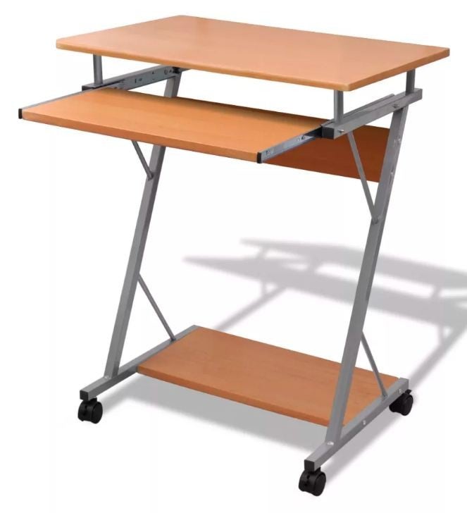 Escritorio compacto de ordenador con bandeja de teclado marrón | Leroy ...