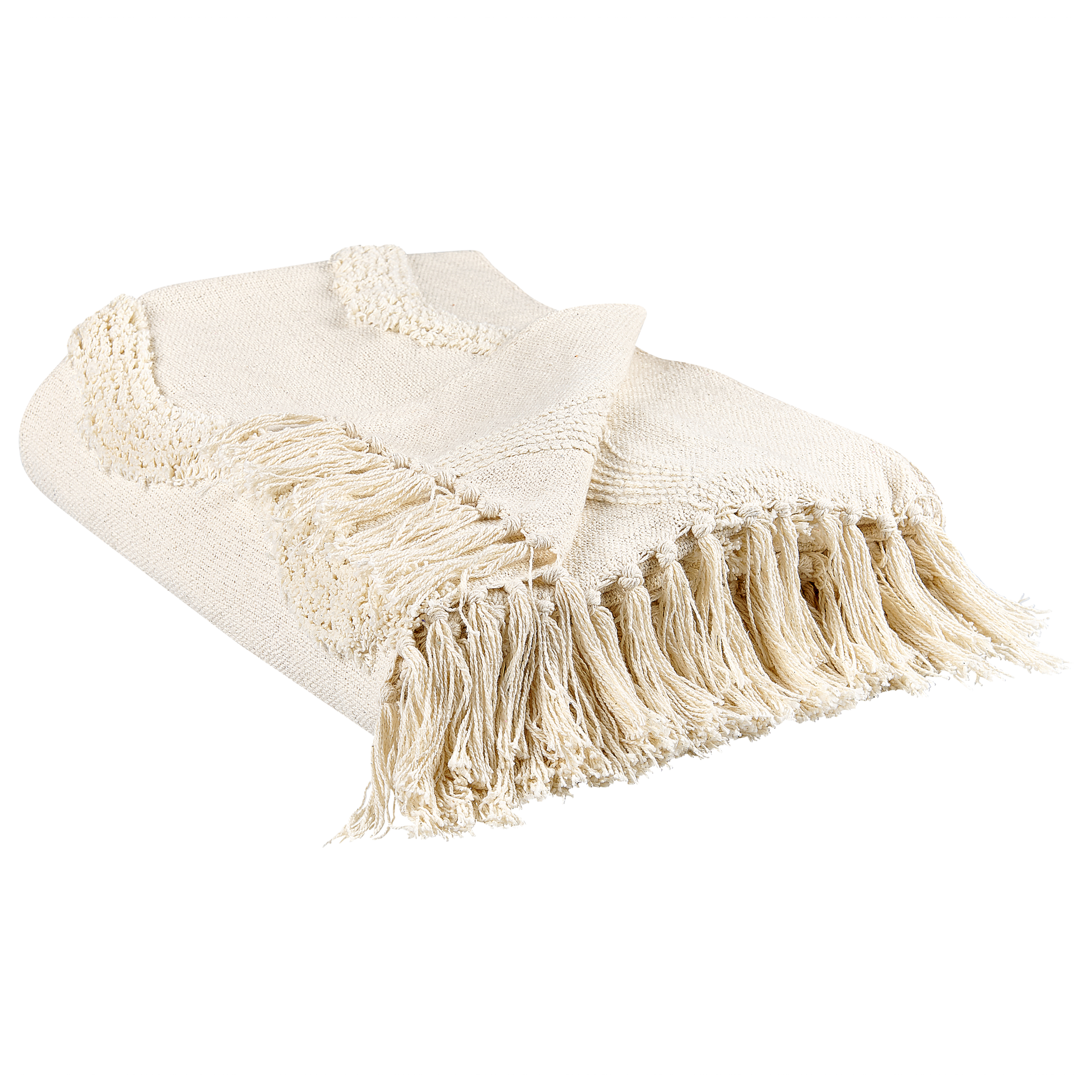 Couverture KHARI Coton 125 x 150 cm Beige clair | Leroy Merlin