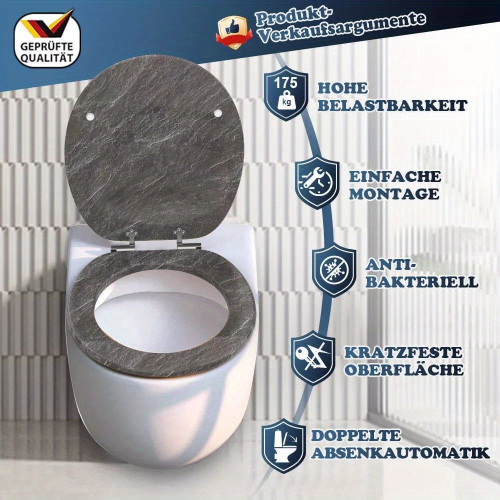 Tapa WC HOMSEAT MDF Oval Amortiguada efecto mármol gris | Leroy Merlin