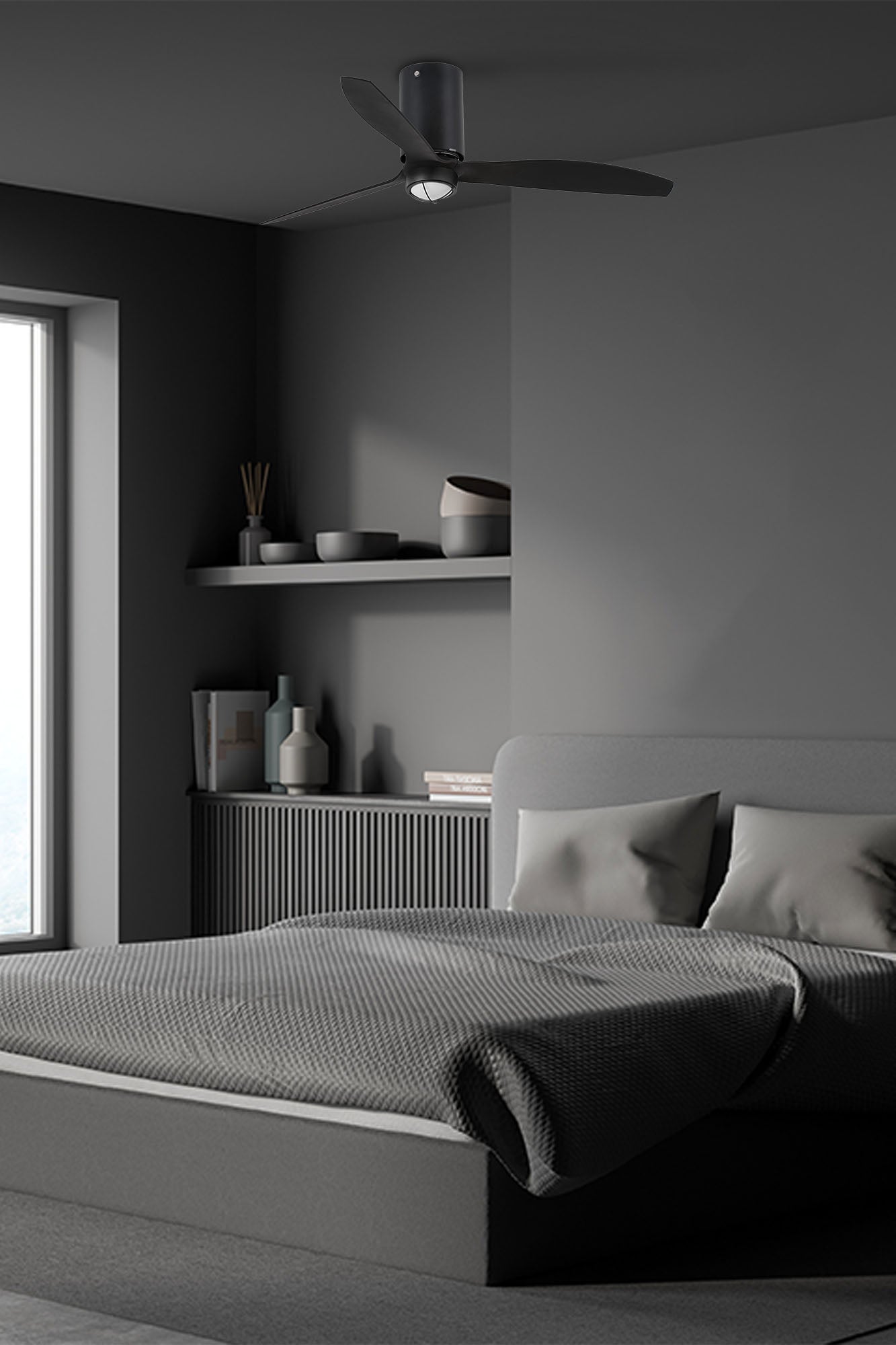 Faro MINI TUBE - Ventilatore da soffitto a LED nero opaco con motore CC ...