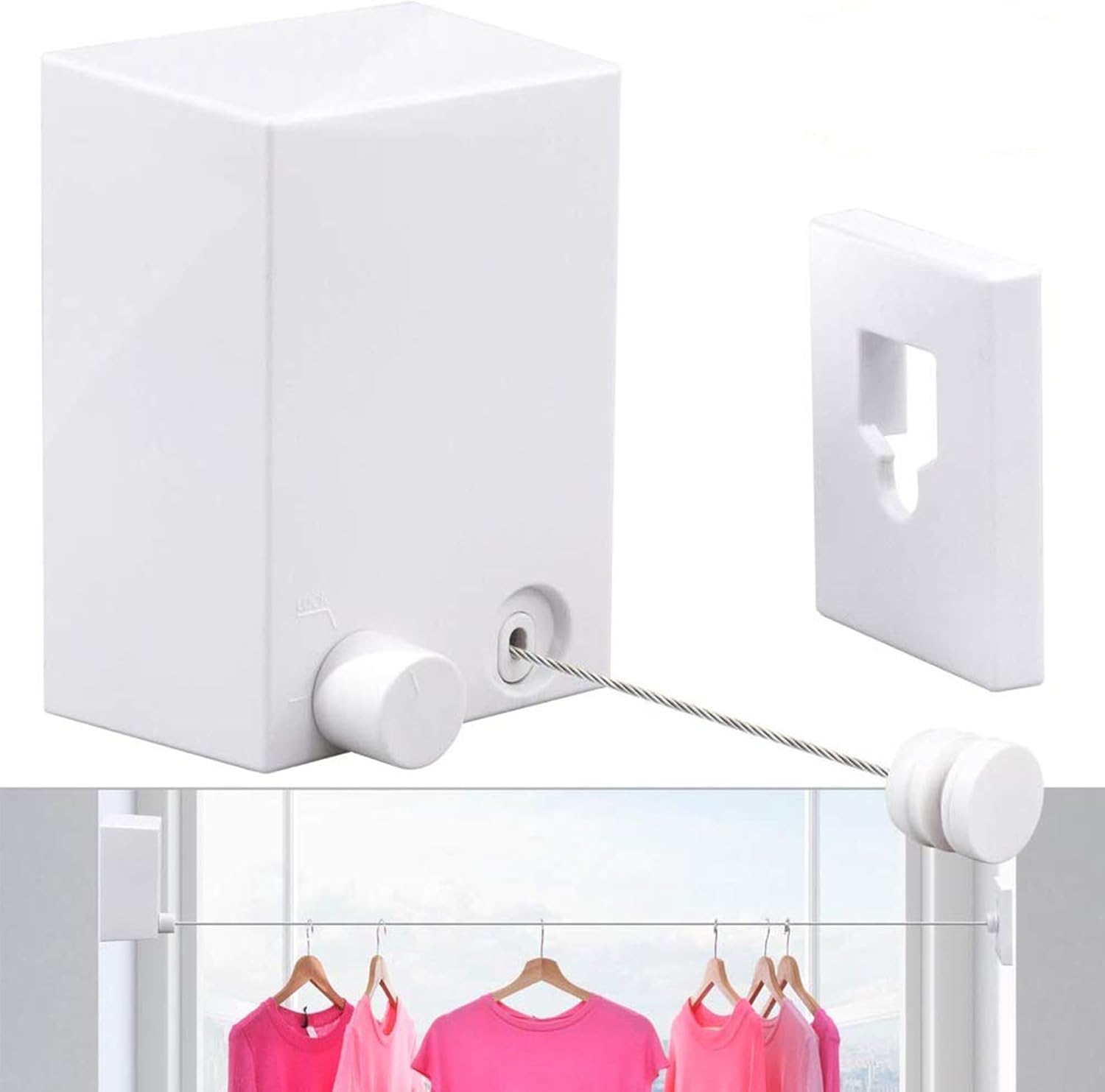 Corde à linge rétractable, 4,2 m (13,8 pi), portable et réglable ...