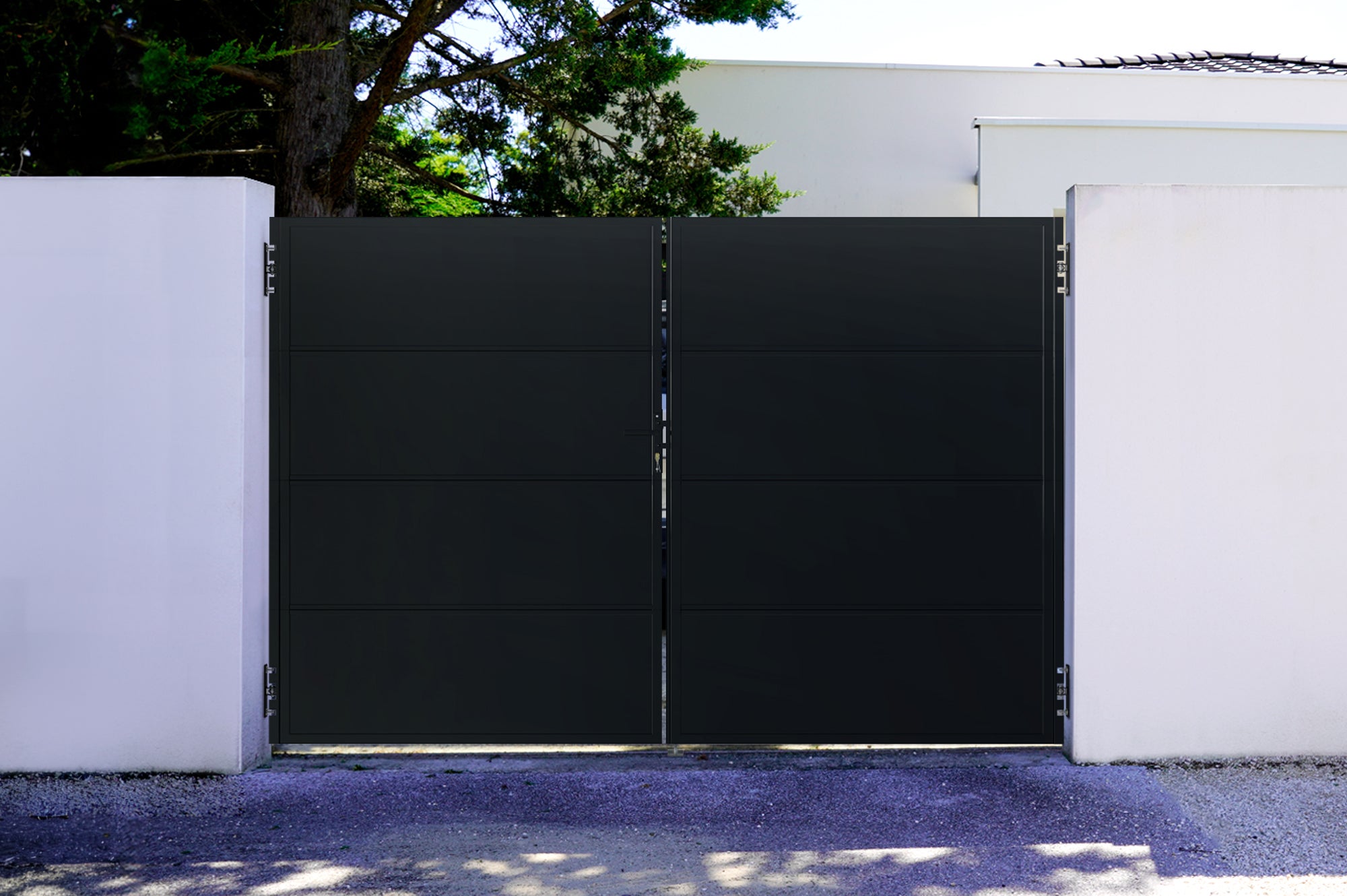 Portón abatible de hierro 3m NALI 300B200 NEGRO MATE | Leroy Merlin