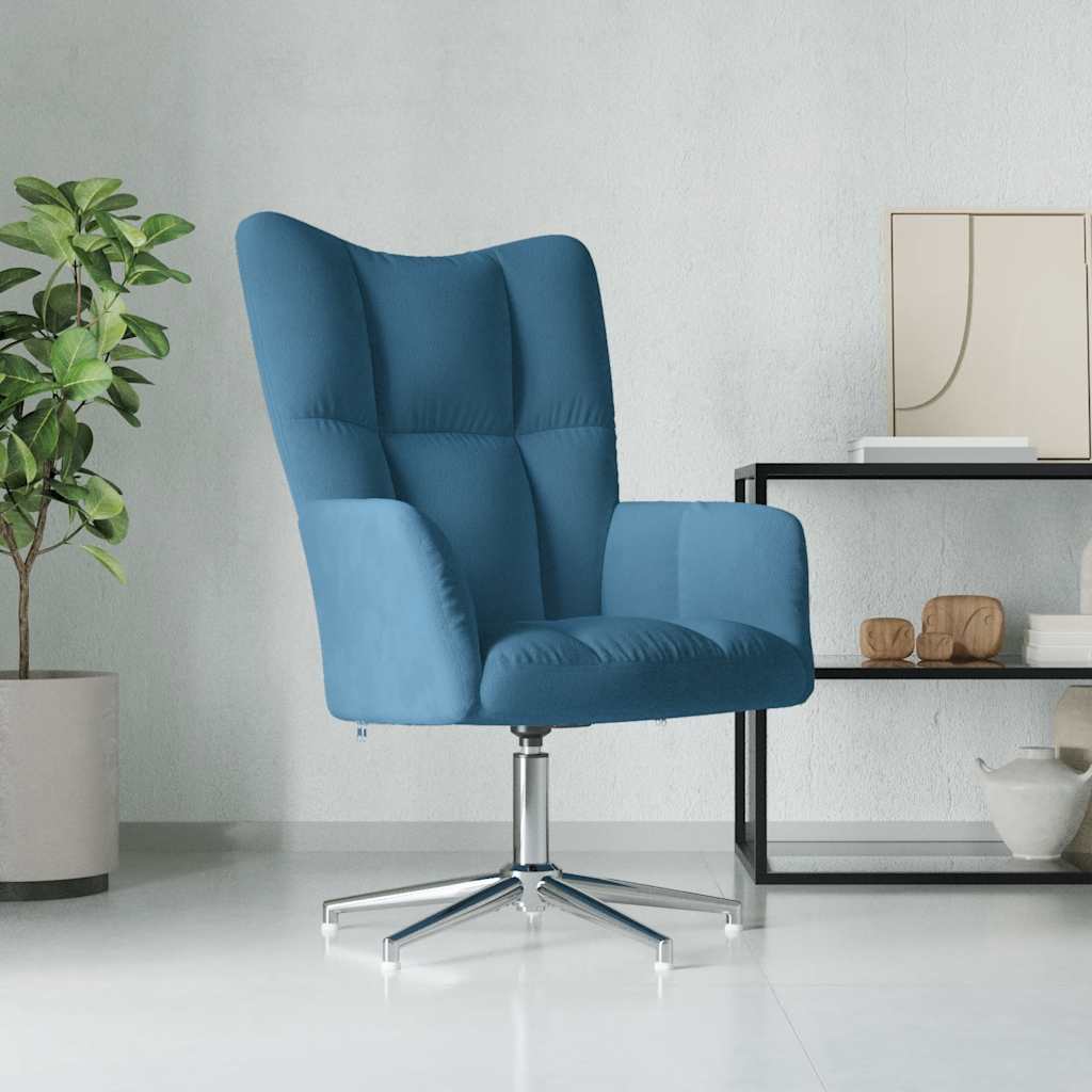 Chaise de relaxation Bleu Velours vidaXL | Leroy Merlin
