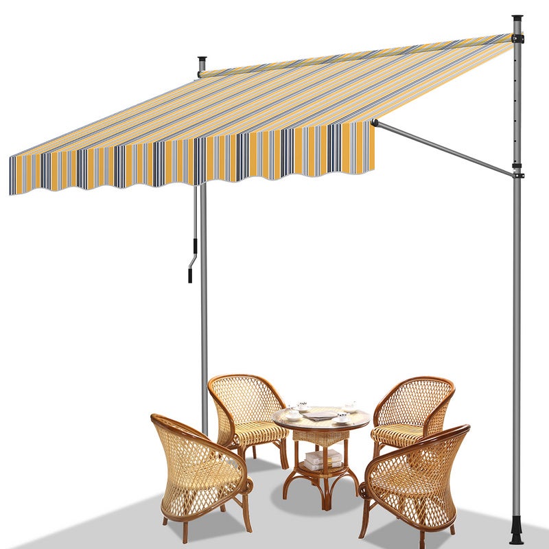 Toldo Manual Retráctil de Jardín Ajustable 200cm Amarillo Azul | Leroy ...
