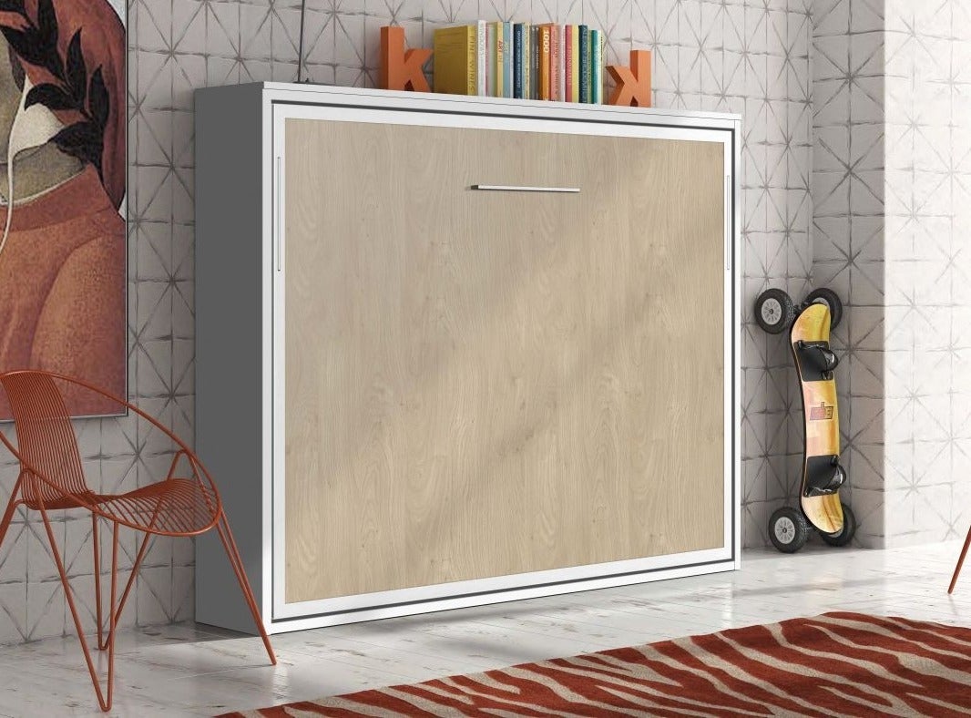 Lit escamotable horizontal 90x190 Valeria - Pieds synchronisés-Avec ...