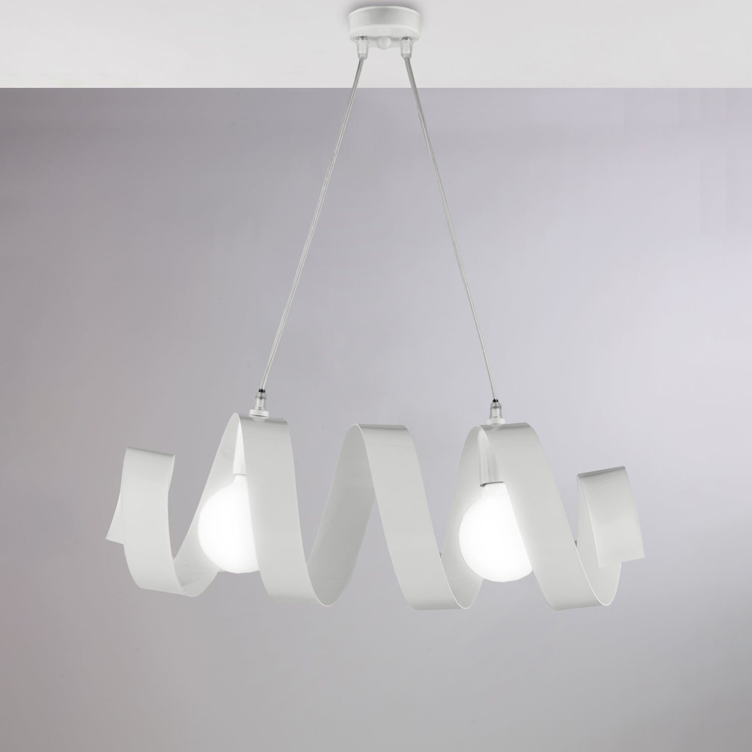 Helix Suspension en fer laqué blanc brillant avec câble électrique ...