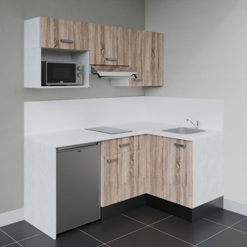Kitchenette modèle KA03 - Façades Bois - Plan de travail Blanc ...