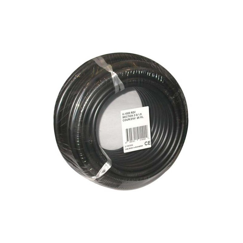 CABLE RIG.R2V 3G1.5 25M NOIR ELECTRALINE - 20218278D | Leroy Merlin