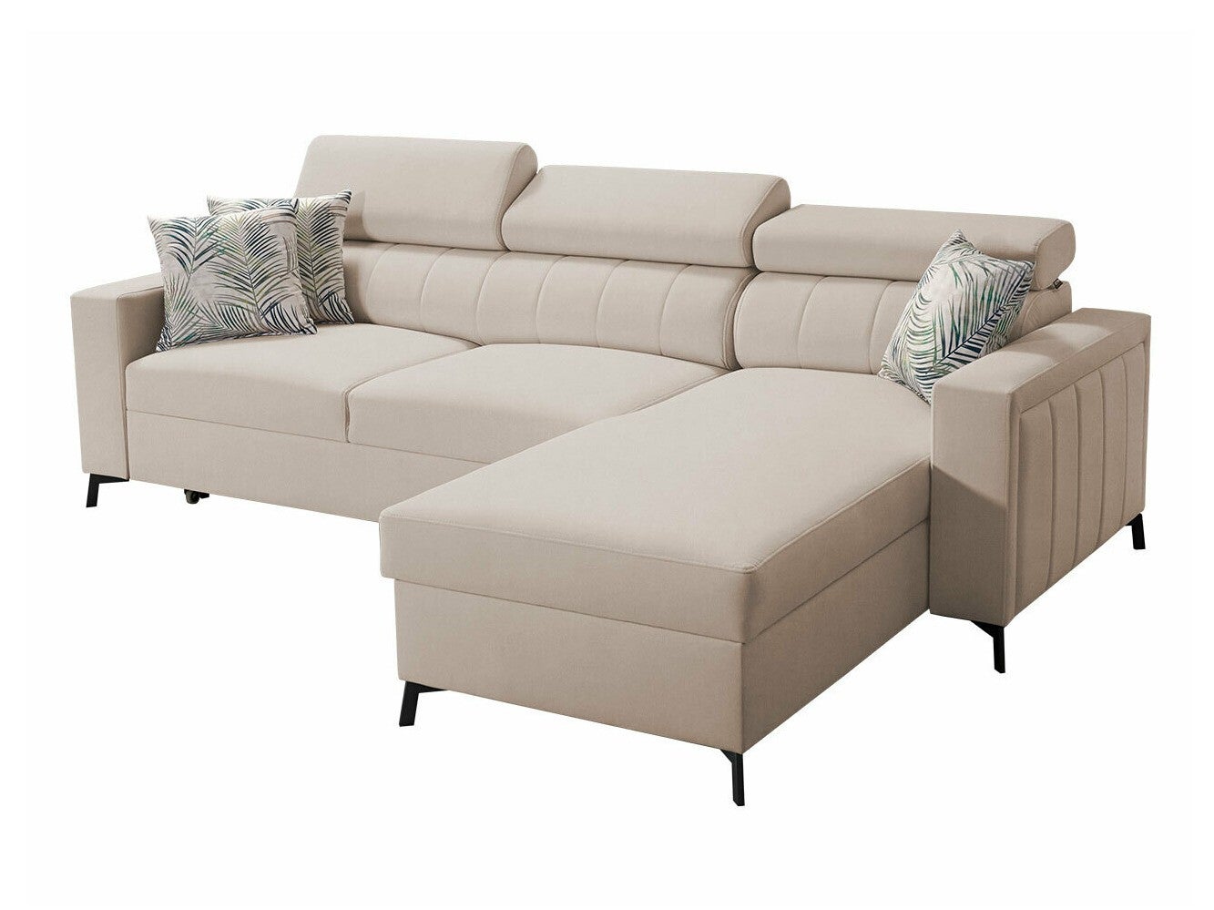 Canapé d'angle Sarasota 150, Brun clair, Fonction de couchage, Boîte de ...