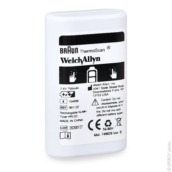 Welch Allyn - Batterie médicale rechargeable Braun Thermoscan 2.4V ...