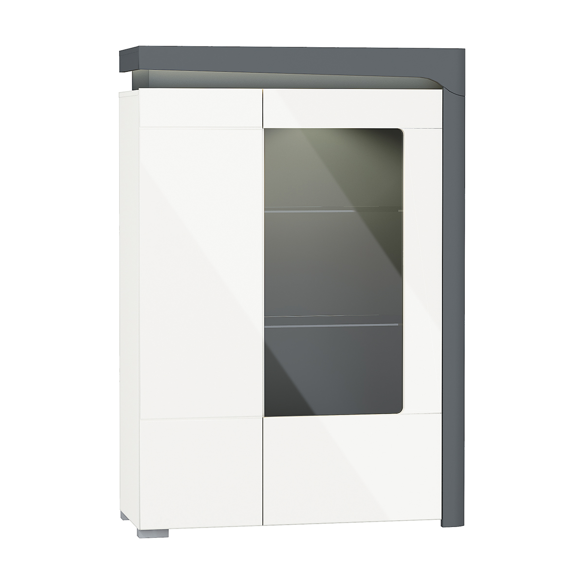 Vaisselier 2 portes droite LED inclus Teo Blanc et Gris | Leroy Merlin
