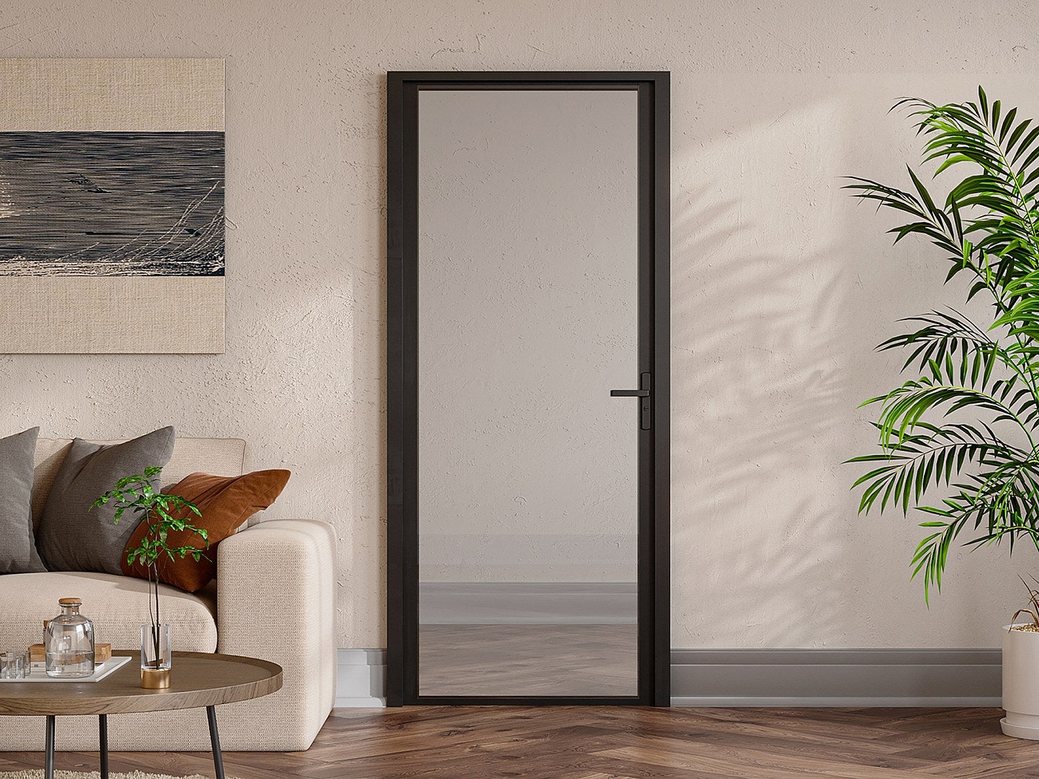 Bloque de puerta reversible de aluminio y vidrio templado - Alt. 204 x ...