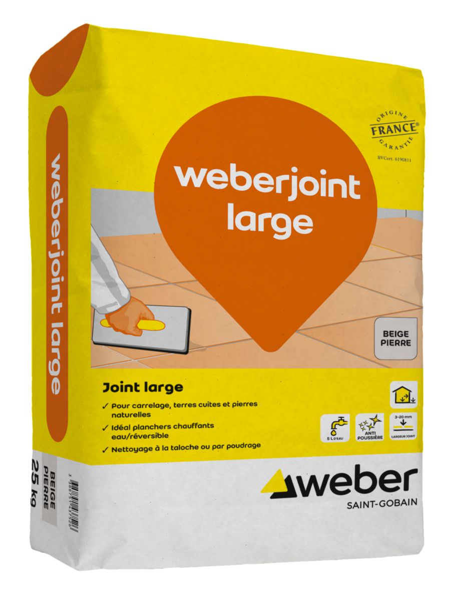 WEBER JOINT LARGE BEIGE PIERRE - 25KG | Leroy Merlin