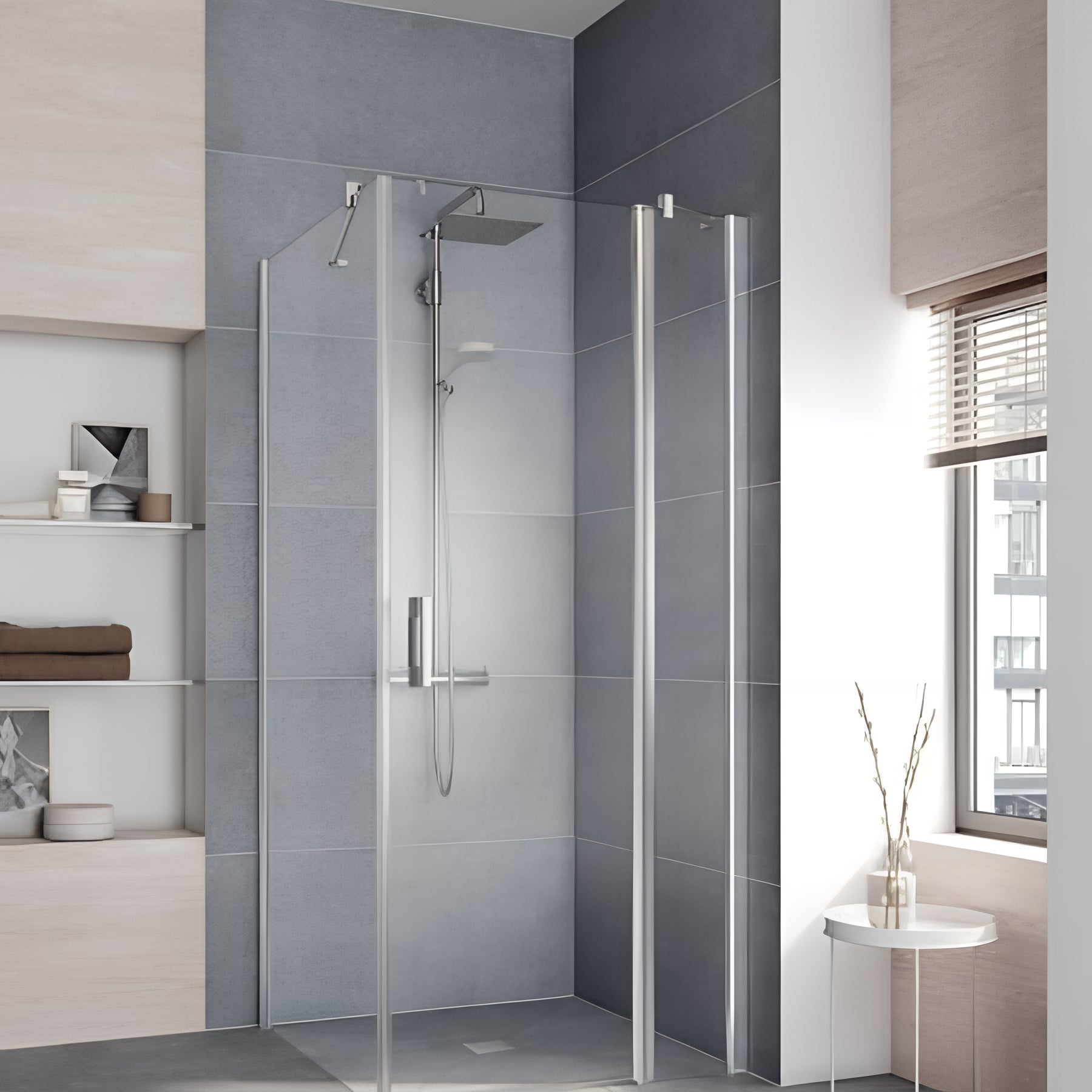 Paroi de douche pivotante largeur 90cm hauteur 200 cm profilé argent ...