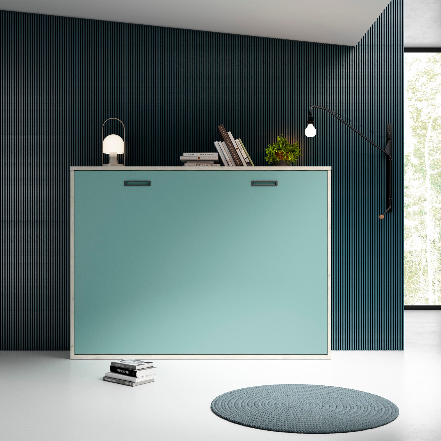 Cama de Pared de matrimonio 135 - Verde Agua (Envío a domicilio con ...