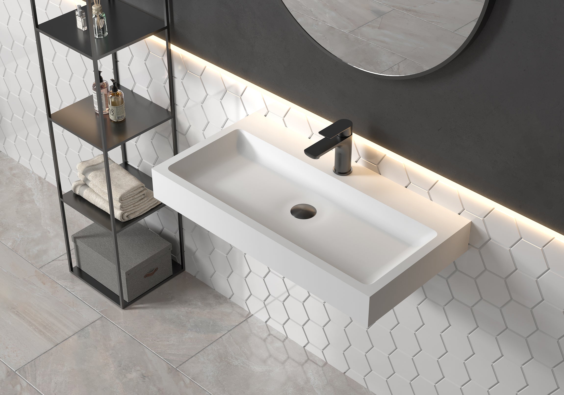 BERNSTEIN - Lavabo moderno Lavabo in ghisa - 80x42x10cm - PB2142 ...