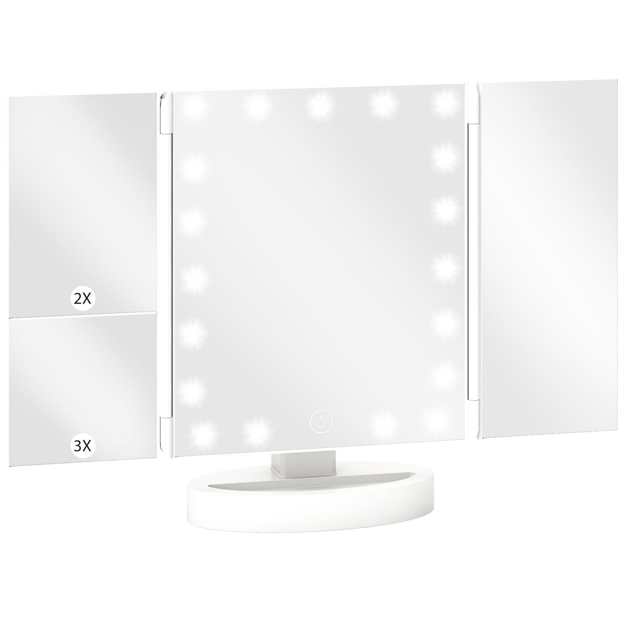 Miroir de maquillage avec 1X/2X/3X Lumière de loupe 180° Rotation libre ...