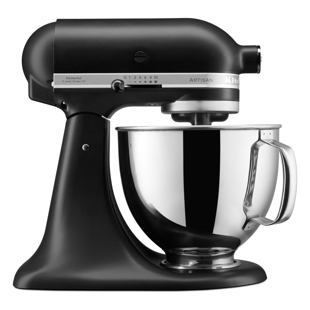 Robot pâtissier KITCHENAID 5KSM125EBM Artisan, Noir, 4,8 L, bol avec ...