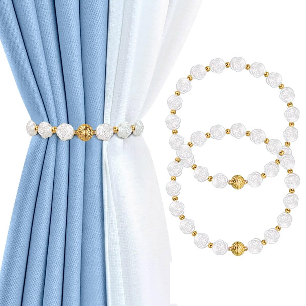 Lot de 2 attaches magnétiques pour rideaux, motif floral, pour rideaux ...