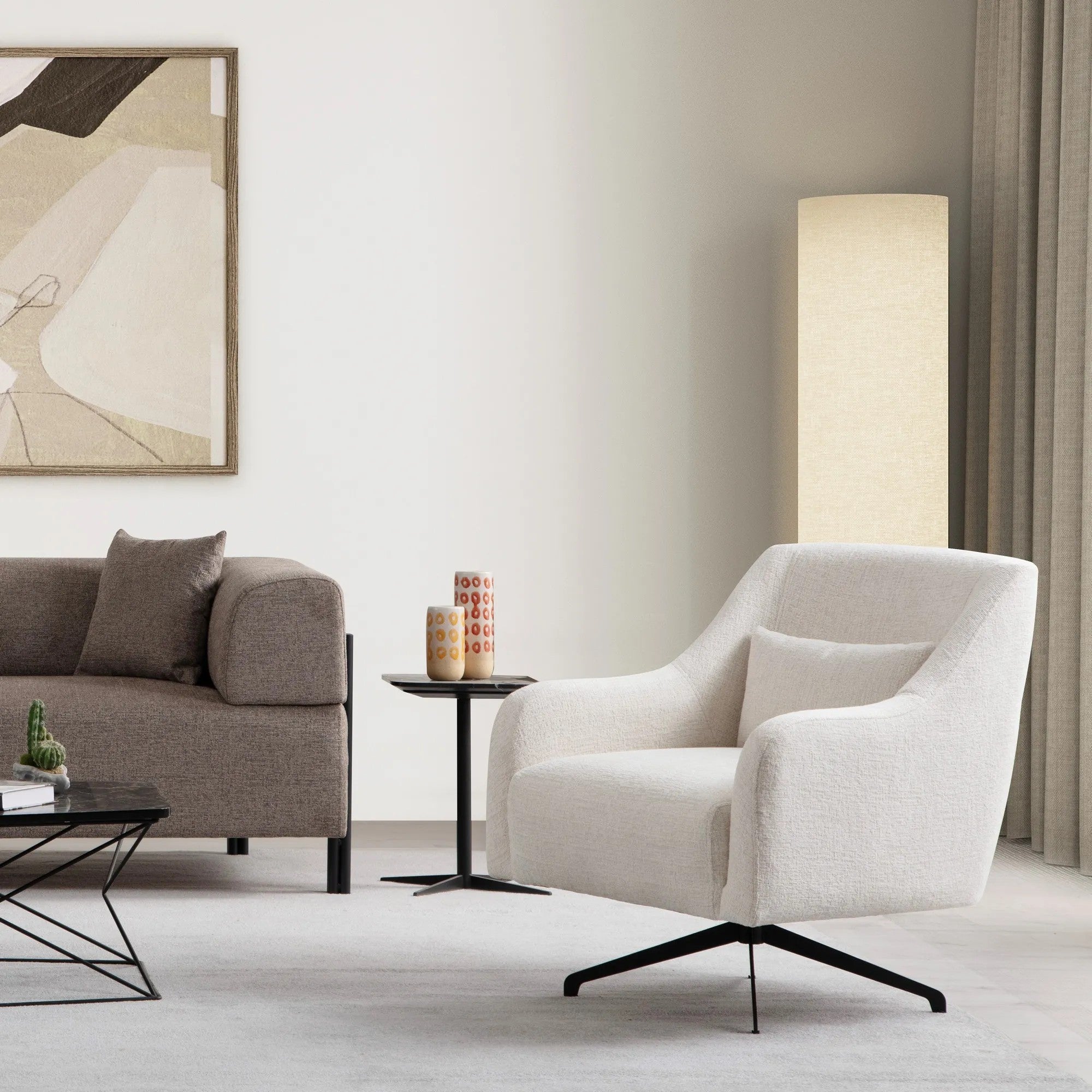 Fauteuil élégant, blanc, 80 x 95 x 88 cm | Structure en hêtre et ...
