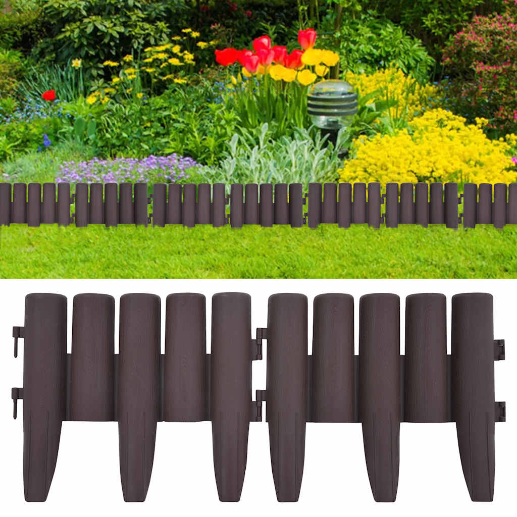 Bordes de jardín 36 unidades PP marrón 10 m vidaXL | Leroy Merlin