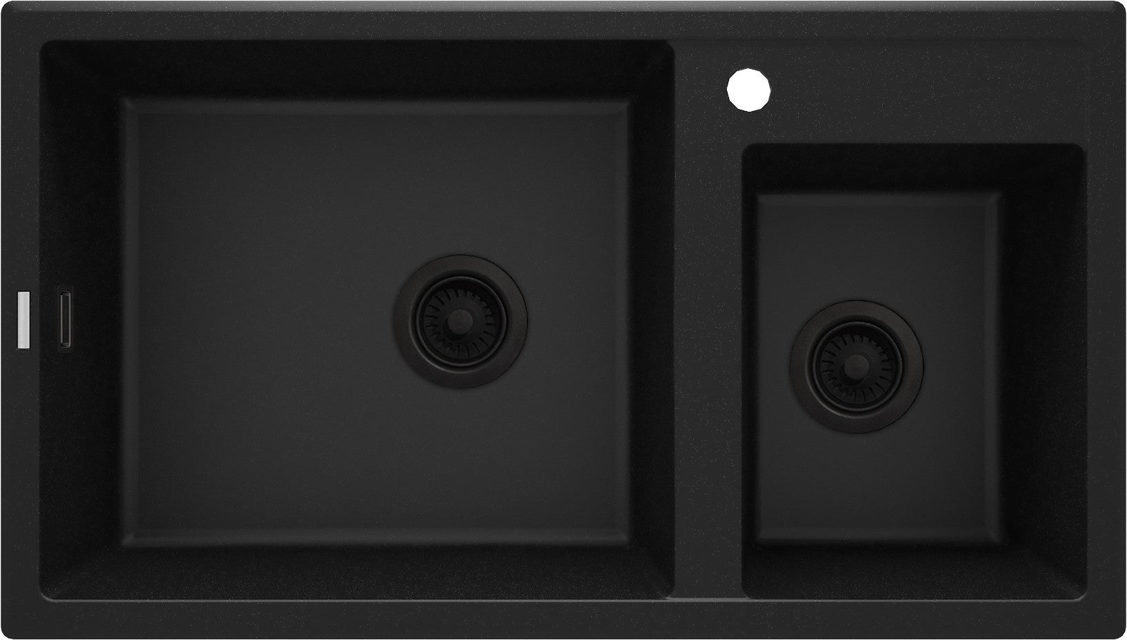 Fregadero de cocina de granito de 2 cubetas 88 x 50 cm en color grafito ...