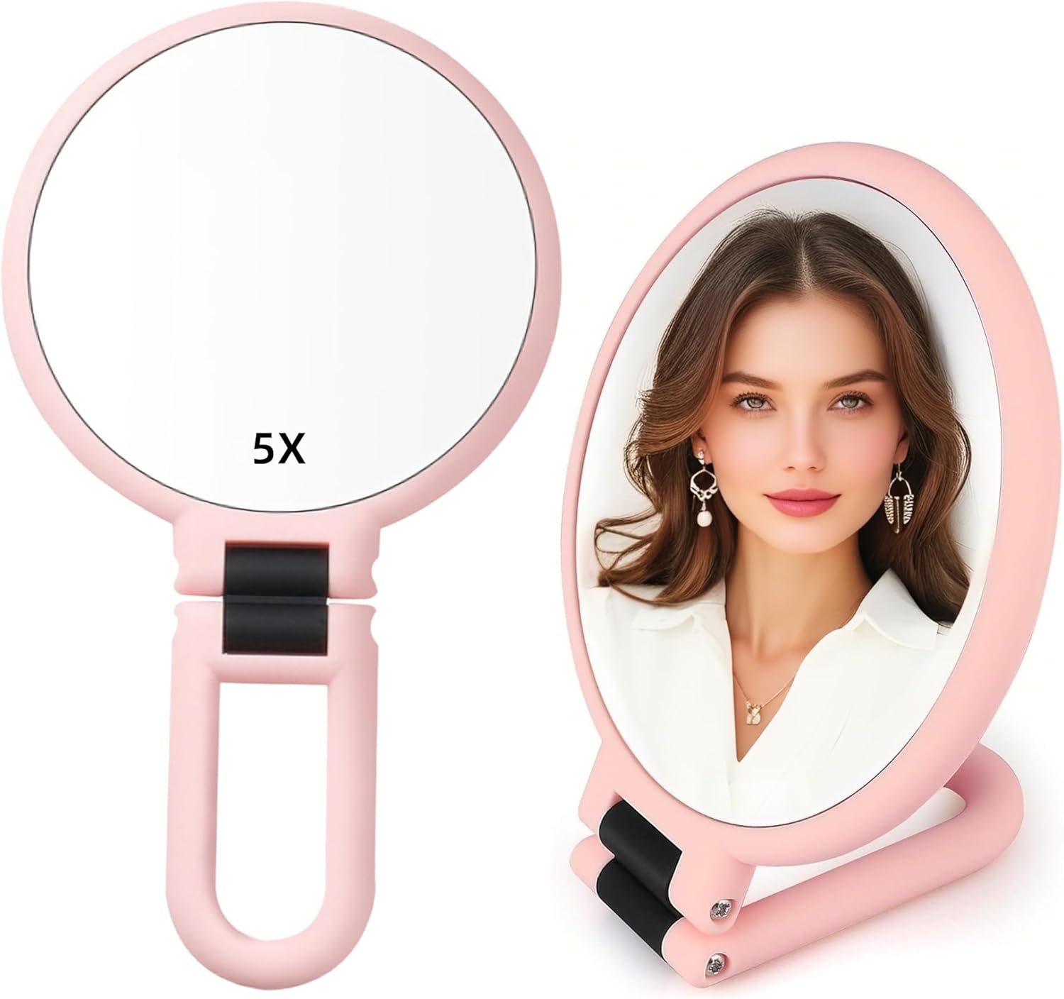 Miroir Grossissant x5 Double Face Miroir Pliable avec Poignée, Miroir ...